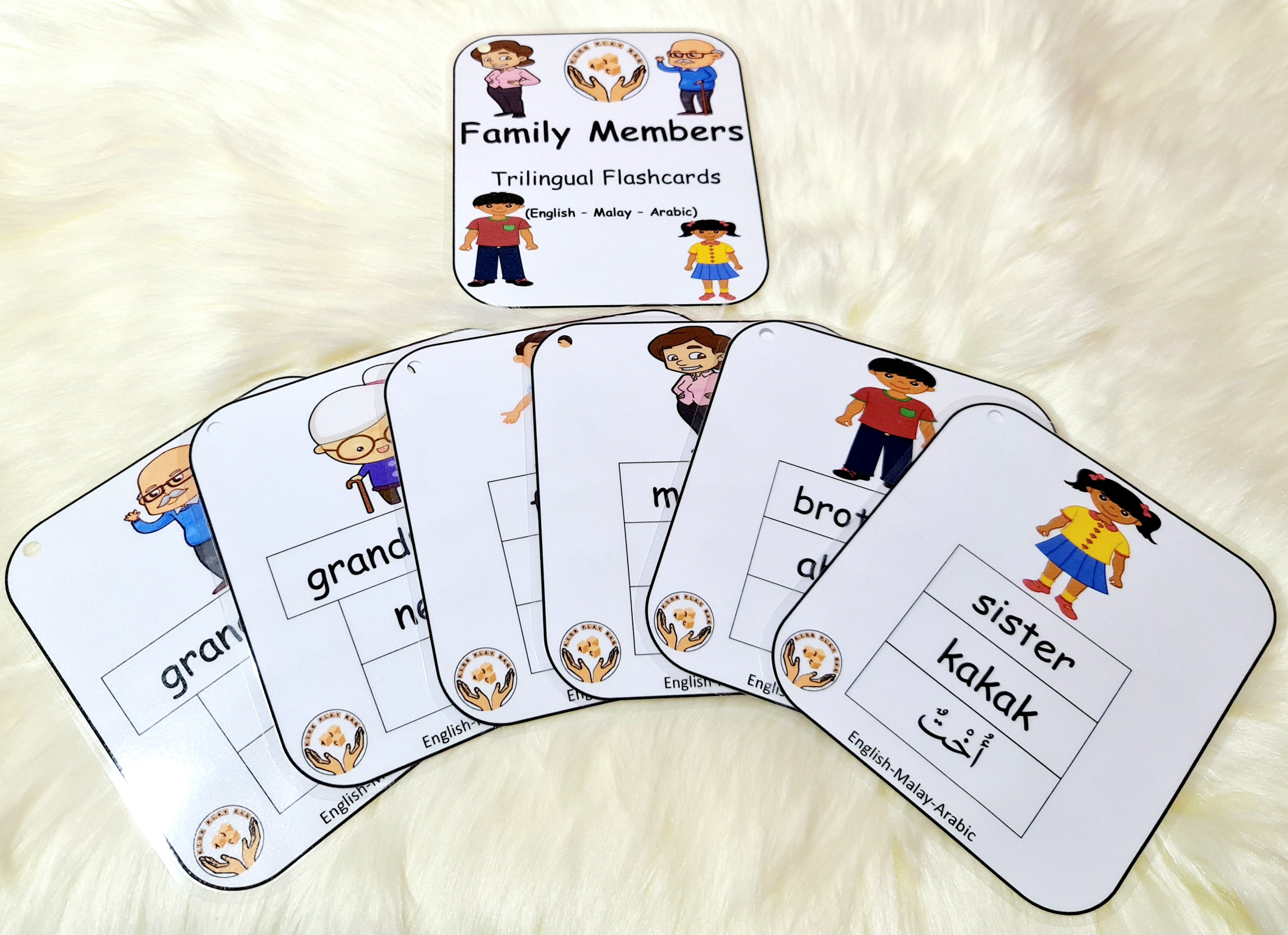 Family Members Trilingual Flashcards – Kids Play Bag