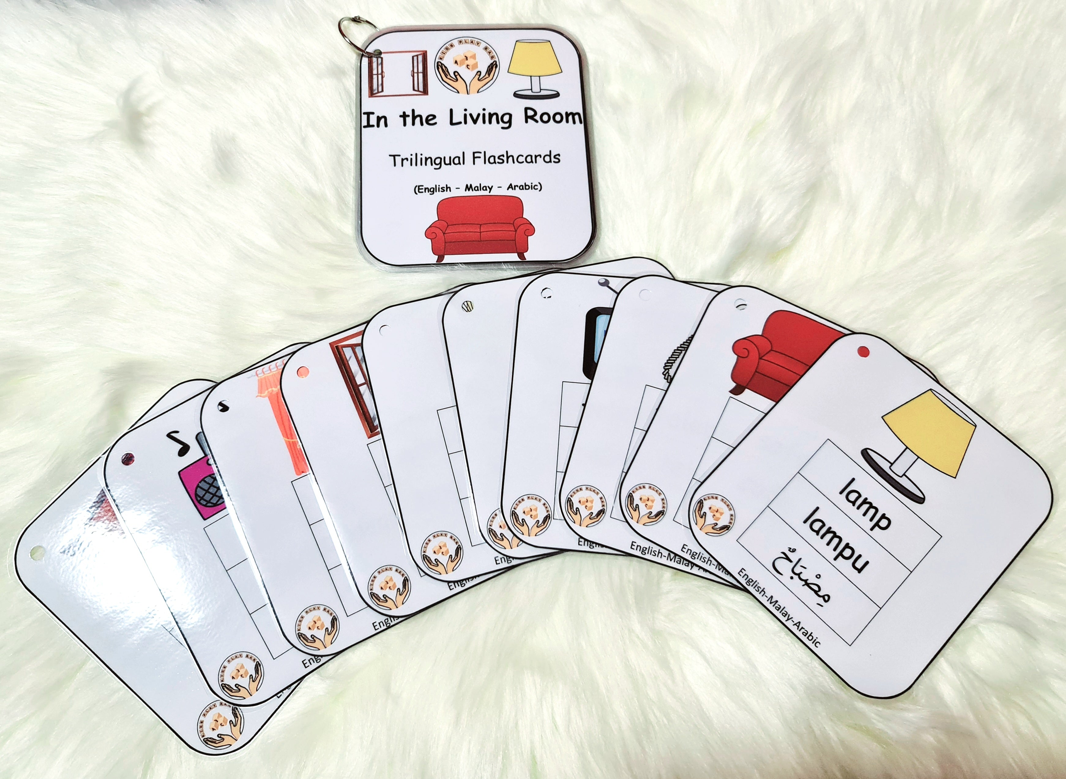 In the Living Room Trilingual Flashcards – Kids Play Bag