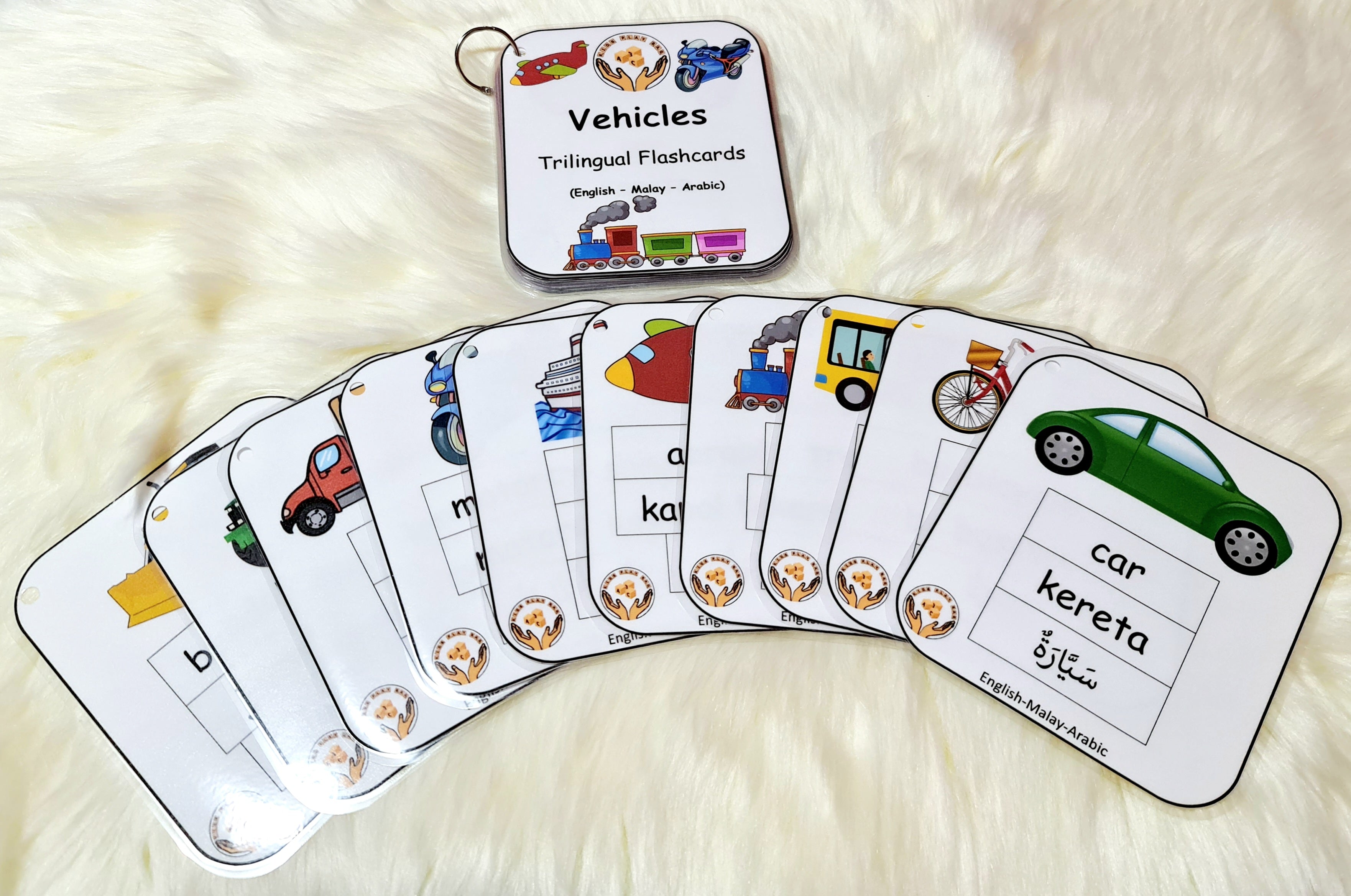 Vehicles Trilingual Flashcards – Kids Play Bag